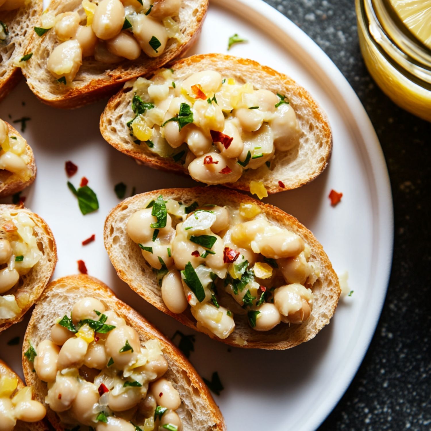 Creamy White Bean Bruschetta – Homemade Tuscan Appetizer in Your Kitchen
