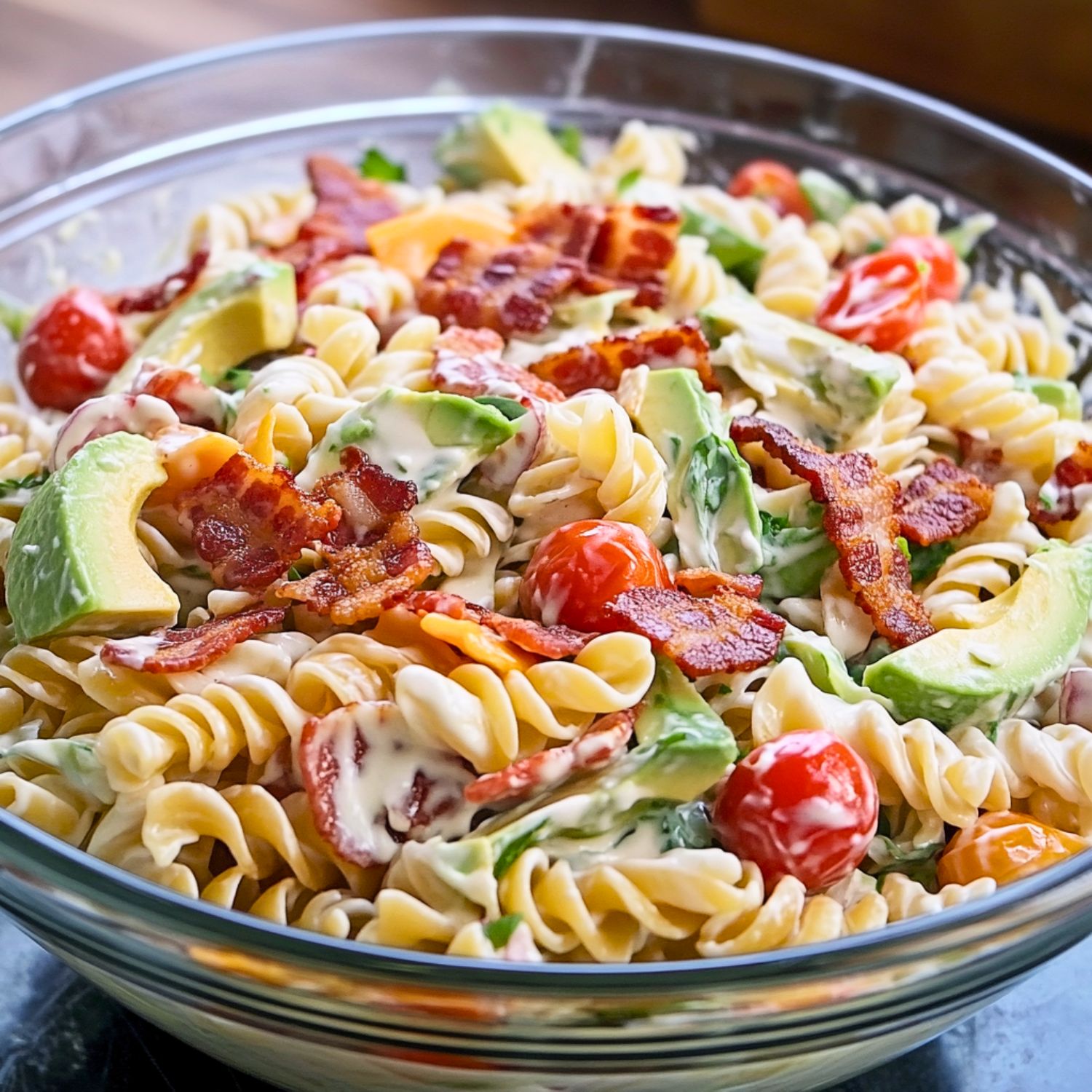 Ultimate BLT Pasta Salad with Creamy Avocado & Bacon Grease Dressing ...