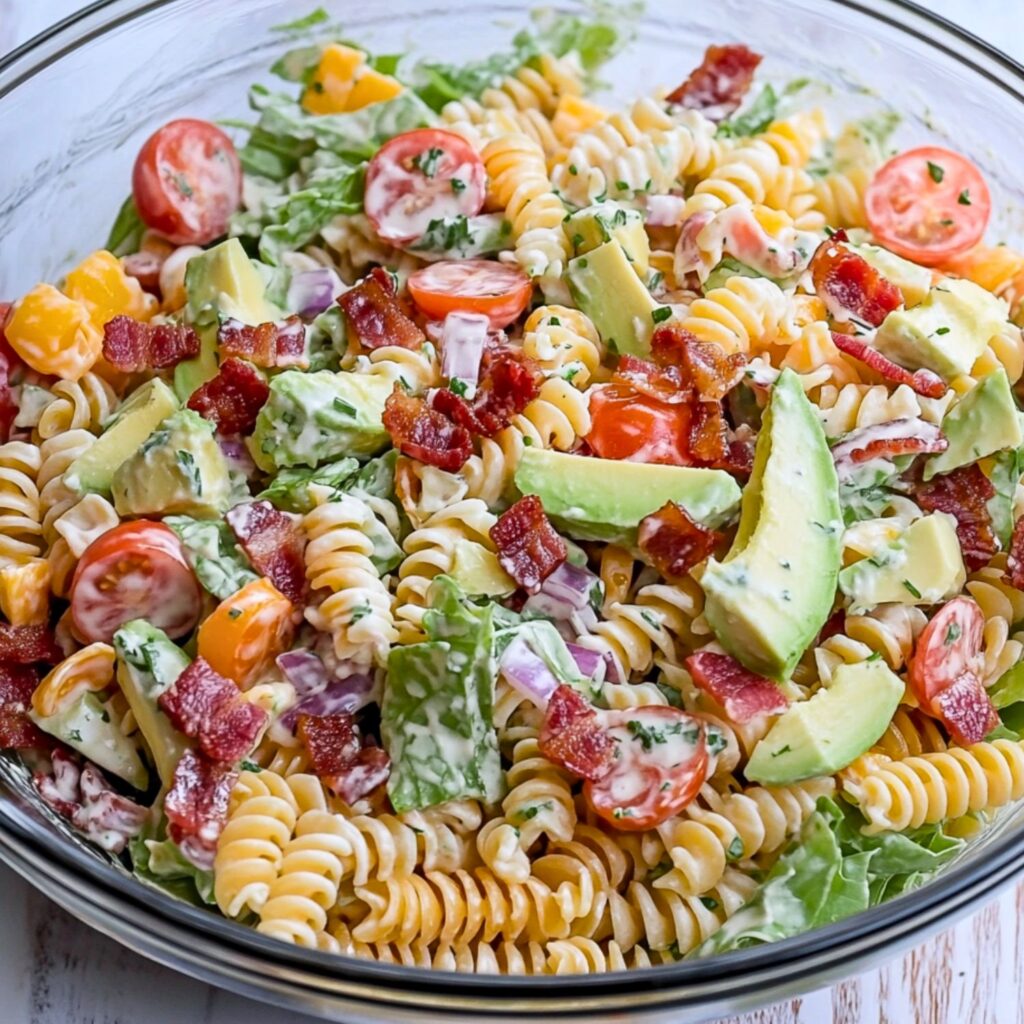 Ultimate BLT Pasta Salad with Creamy Avocado & Bacon Grease Dressing ...