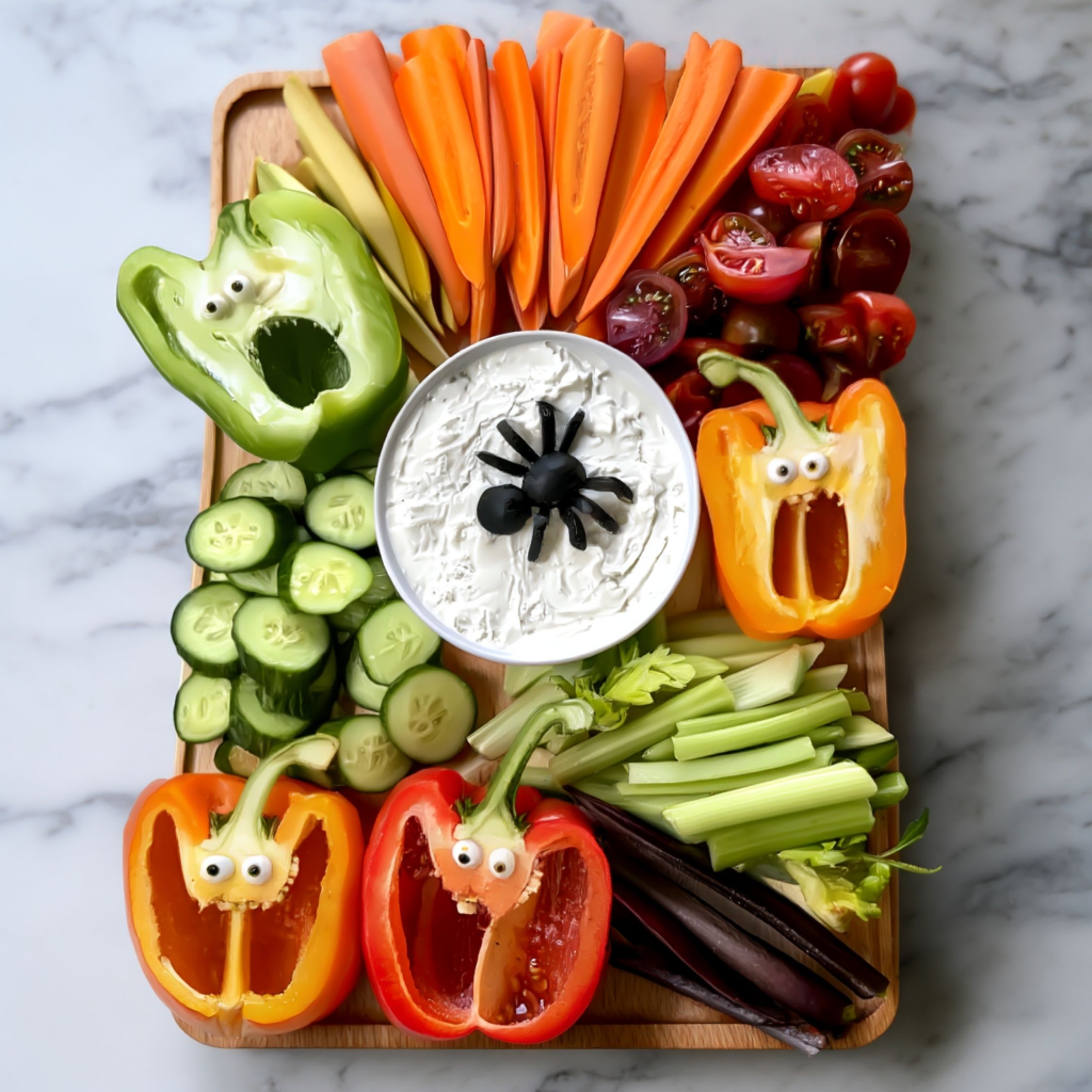 Creepy-Cute Halloween Vegetables: A Fun Veggie Tray with Favorite Dips ...