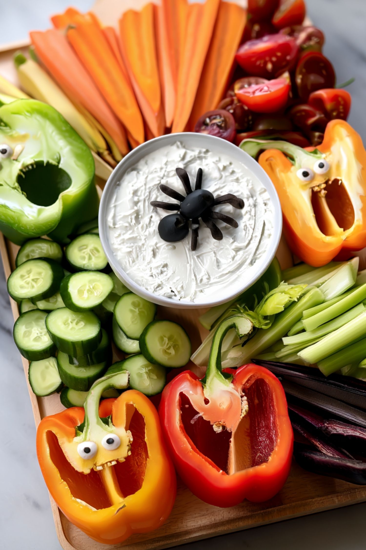 Creepy-Cute Halloween Vegetables: A Fun Veggie Tray with Favorite Dips ...