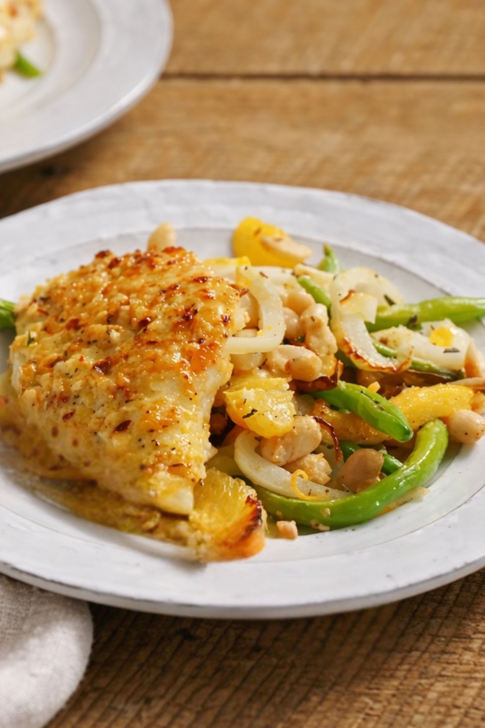 Bright & Irresistible Baked Citrus Fish with Almonds & Beans