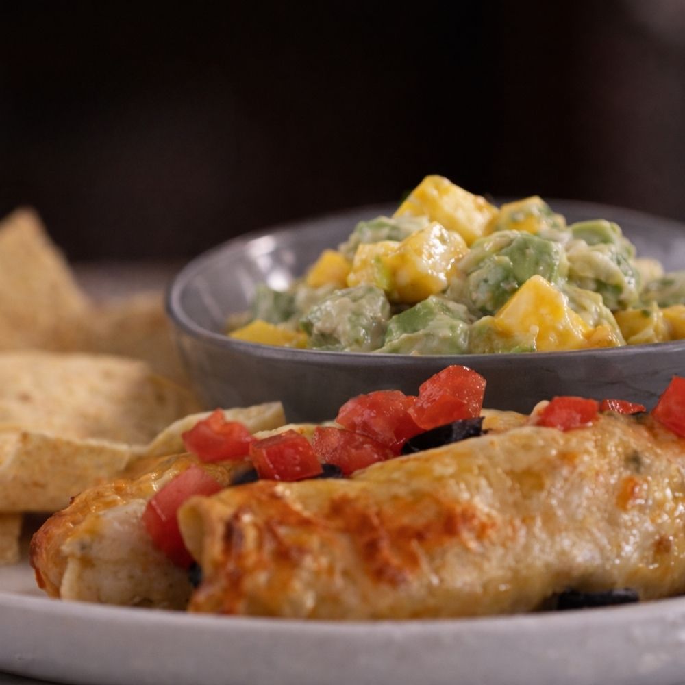 Next-Level, Flavor-Bomb Buff-a-Enchiladas with Avocado Mango Dip